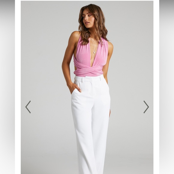 Showpo. | Tops | Showpo Kimbaa Slinky Multi Tie Bodysuit In Pink | Poshmark